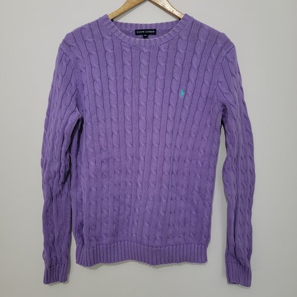 Ralph Lauren | Sweaters | Ralph Lauren Purple Cable Knit Sweater | Poshmark